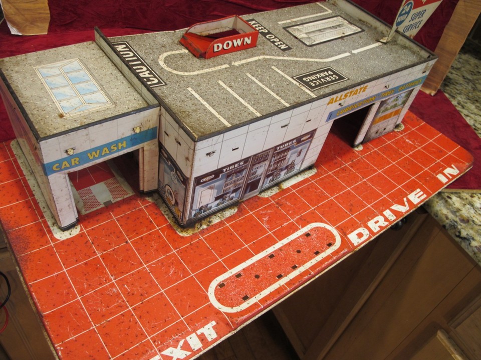 Vintage 1950’s-60’s Sears Allstate Super Service Tin Litho DRIVE IN ...