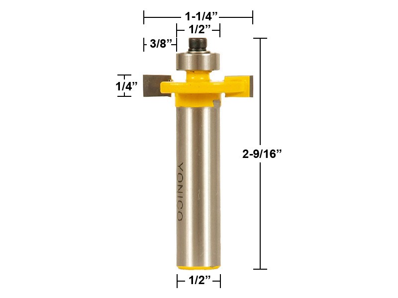1/4" Height X 3/8" Depth Slot Cutter Router Bit - 1/2" Shank - Yonico ...