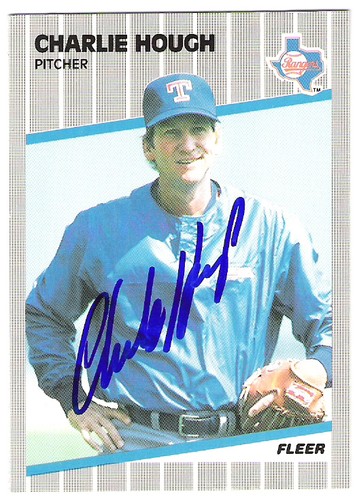 Charlie Hough AUTOGRAPH 1989 FLEER BASEBALL CARD SIGNED TEXAS RANGERS ...