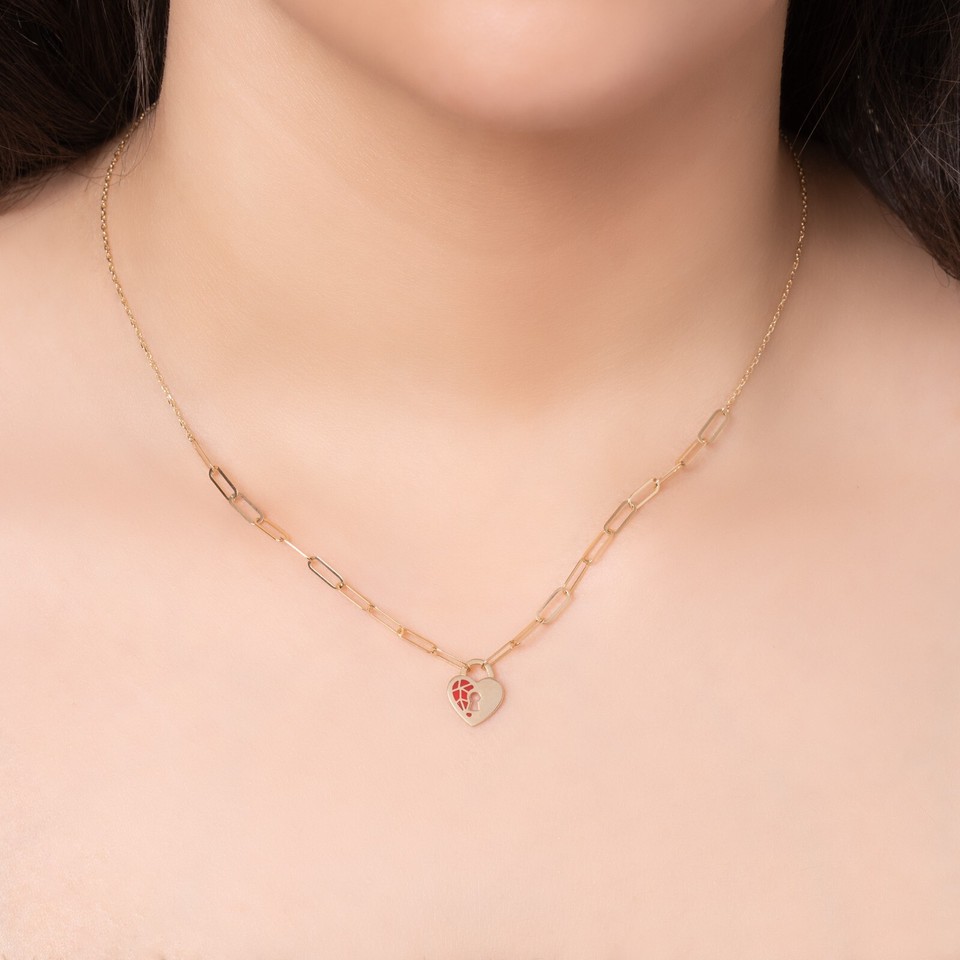 Pori Jewelry 14K Gold Ruby Lock Heart Necklace | eBay