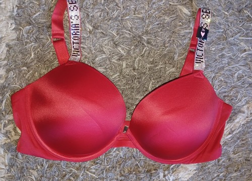 VS Very Sexy shine rhinestone logo strap push up bra new 38d Red | eBay