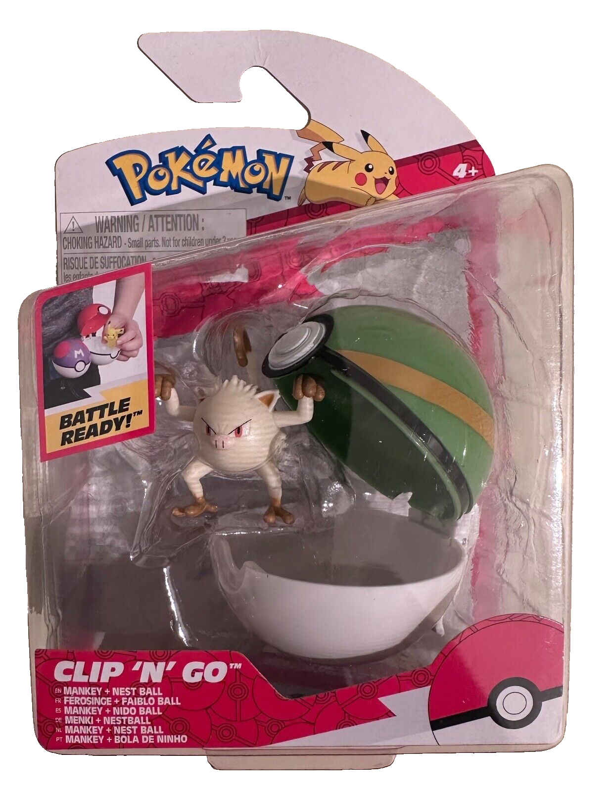 NIB Jazwares Pokemon Clip N Go Mankey 2" & Nest Ball Action Battle ...