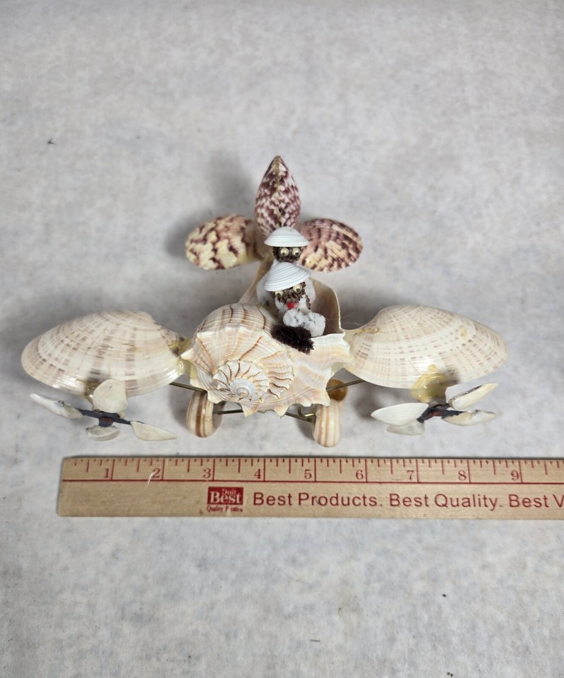 Vintage Sea Shell Art Airplane Sculpture Figure Pilot Nautical Folk Art ...
