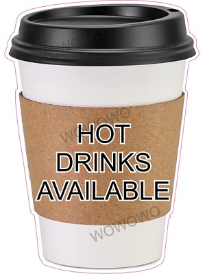 Ice cream van sticker Hot drinks available take away cup decal catering ...