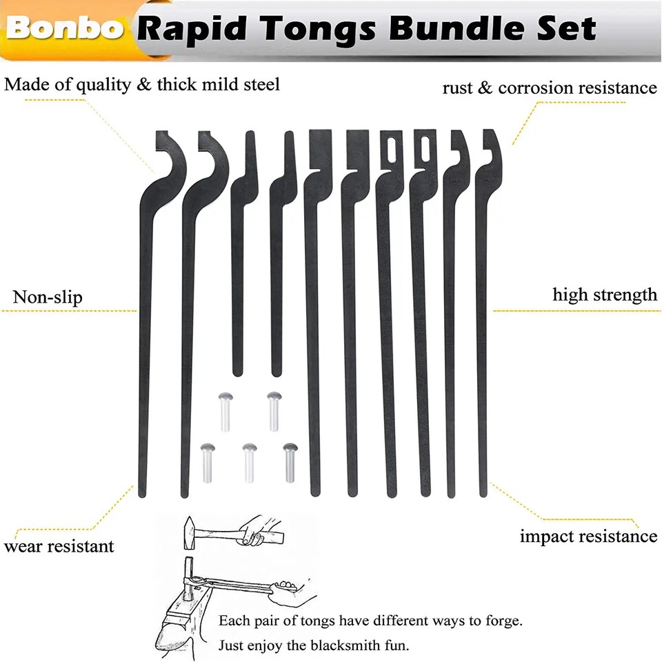 DIY Rapid Blacksmith Tongs Bundle Set With Rivet For Blacksmithing ...