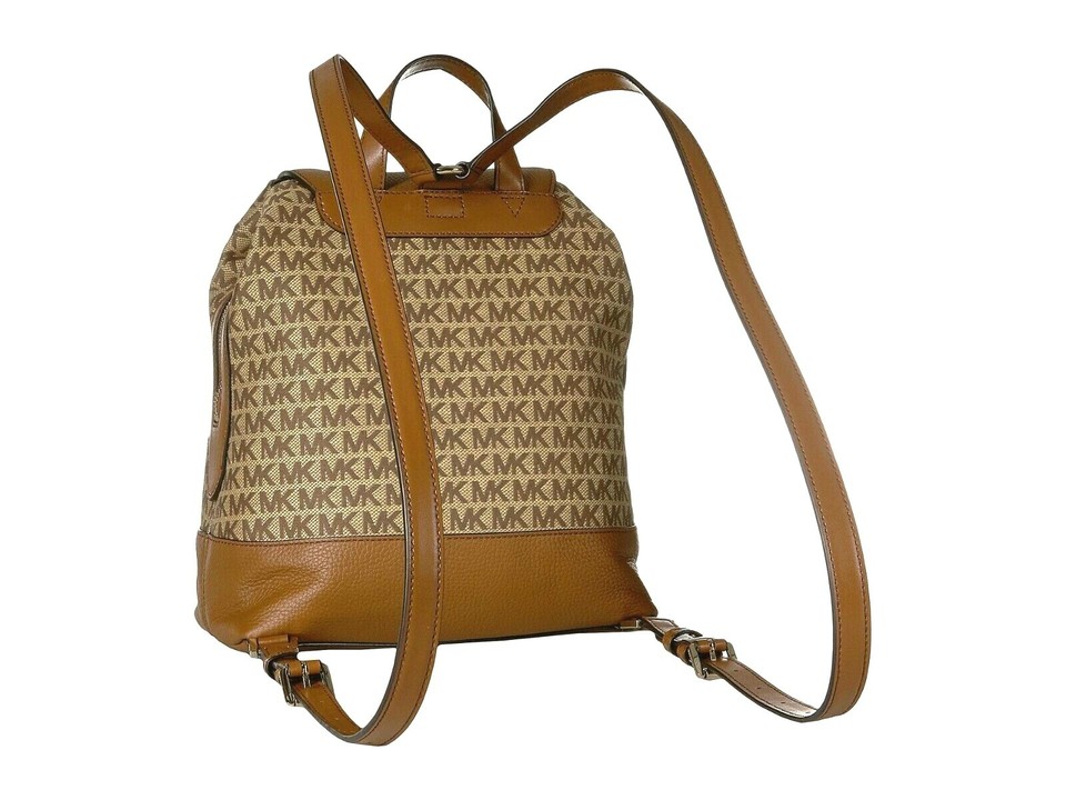 Michael Kors Raven Medium Brown/Ebony Signature and Leather Backpack ...