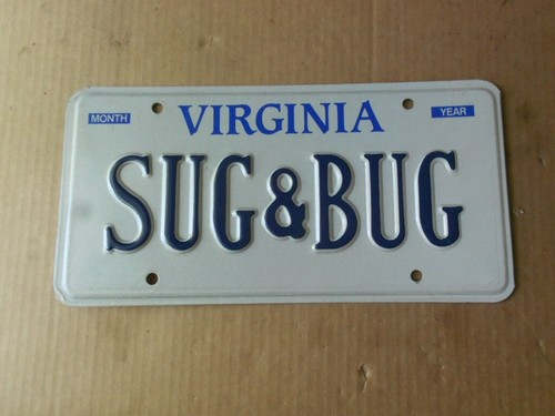 1990’s VA Virginia SUG&BUG Vanity License Plate Original Tag VW Beetle ...