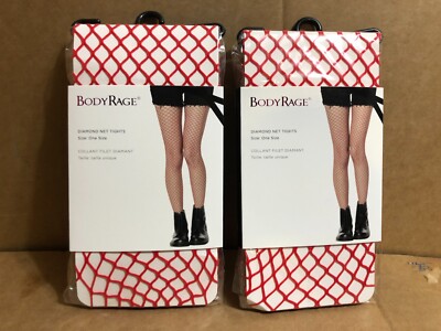 BODY RAGE Lingerie Red Fishnet Diamond Stretch Net Tights One Size LOT ...