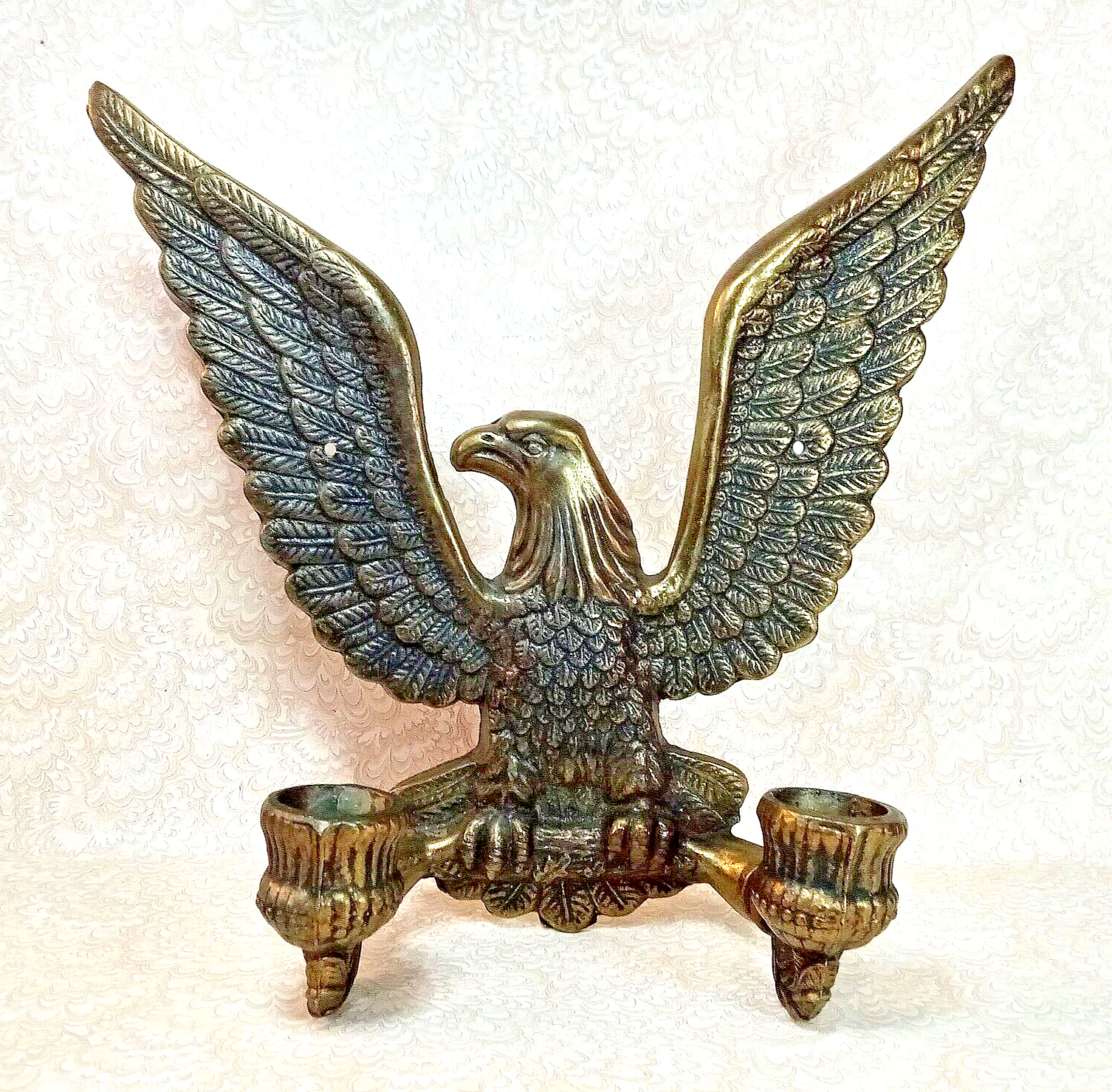 Vintage Brass American Bald Eagle Two Light Candlestick Holder Wall ...