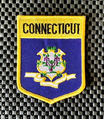 CONNECTICUT EMBROIDERED SEW ON PATCH SHIELD TOURIST SOUVENIR 3" x 3 1/2 ...