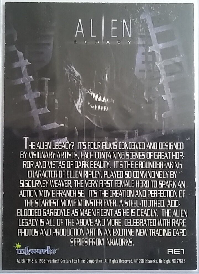 Alien Legacy 1998 Inkworks Alien Acid Bath Card RE1 The Alien Legacy 1: ...