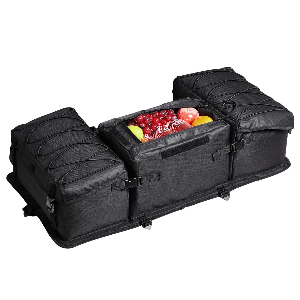 New 50L ATV Rear Seat Rack Bag Storage Bags w/Cushion Bottle Holder ...