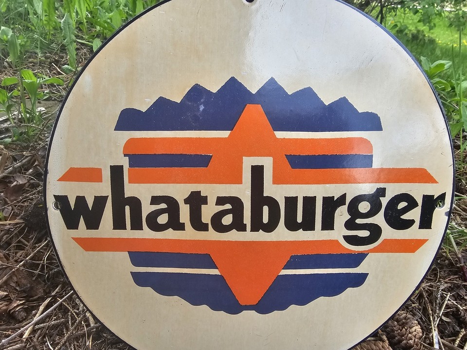 RARE VINTAGE WHATABURGER PORCELAIN SIGN, FOUND IN AUCTION HOUSE IN ...