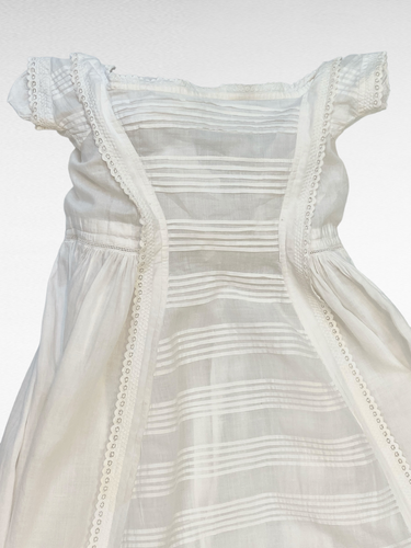 Antique Cotton Lace & Pintuck Detail Christening Gown 40” Long Clean ...