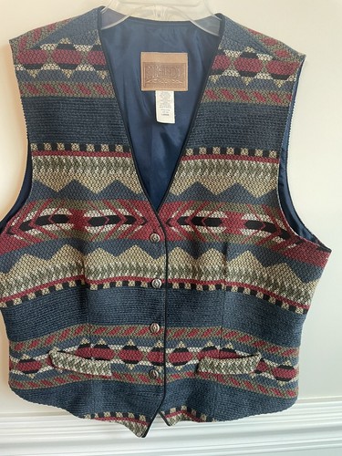VTG Rough Rider by Circle T Western Cowgirl Southwest Vest SZ L Made In ...