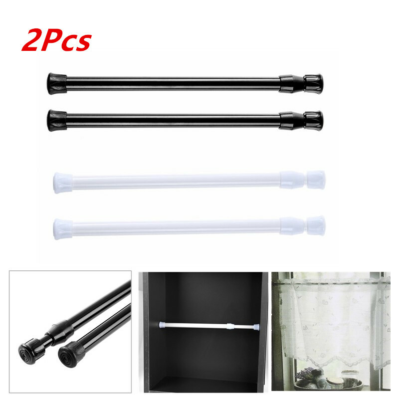 2pcs Tension Spring Curtain Rod Adjule Loaded Rods Extension Pole