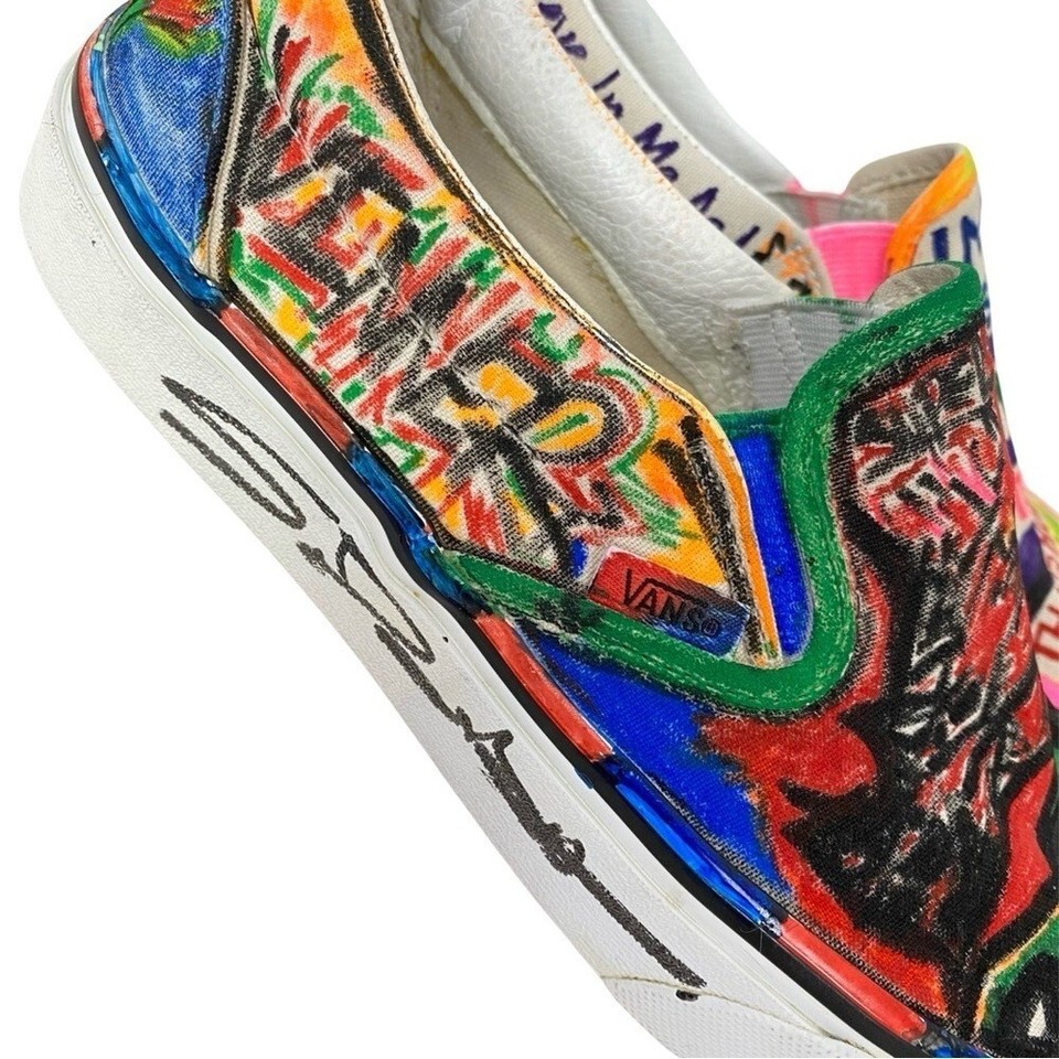 VANS Sneakers Custom Hand Drawn Graffiti Slide On Shoes Women 7.5 Men 6 ...
