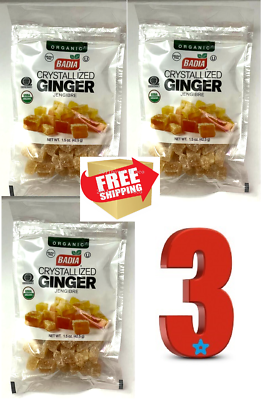 3 Bags Badia* Organic* Ginger* Crystallized/Candied/Cubes/Jengibre ...