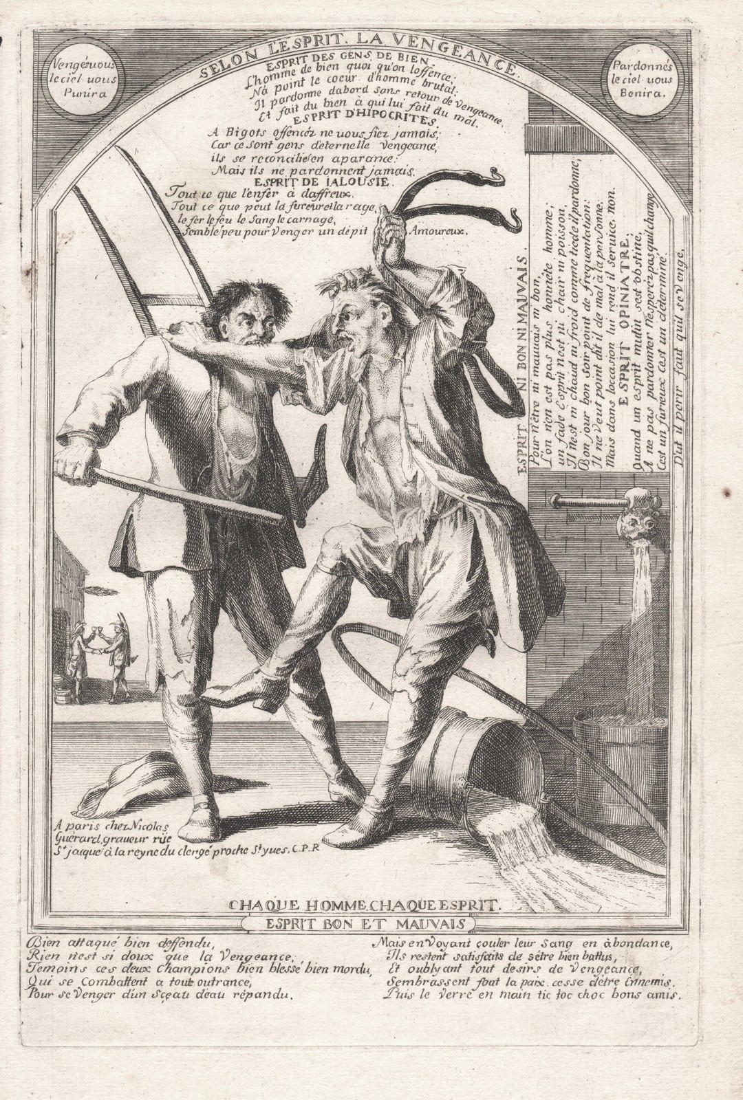 Revenge Conflict Vengeance Fight Caricature Guerard Copperplate Etching ...