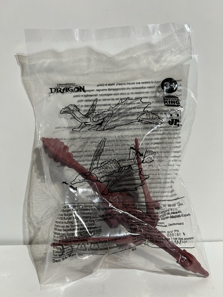 How To Train Your Dragon Hookfang Burger King Kids Toy NEW Sealed Bag ...