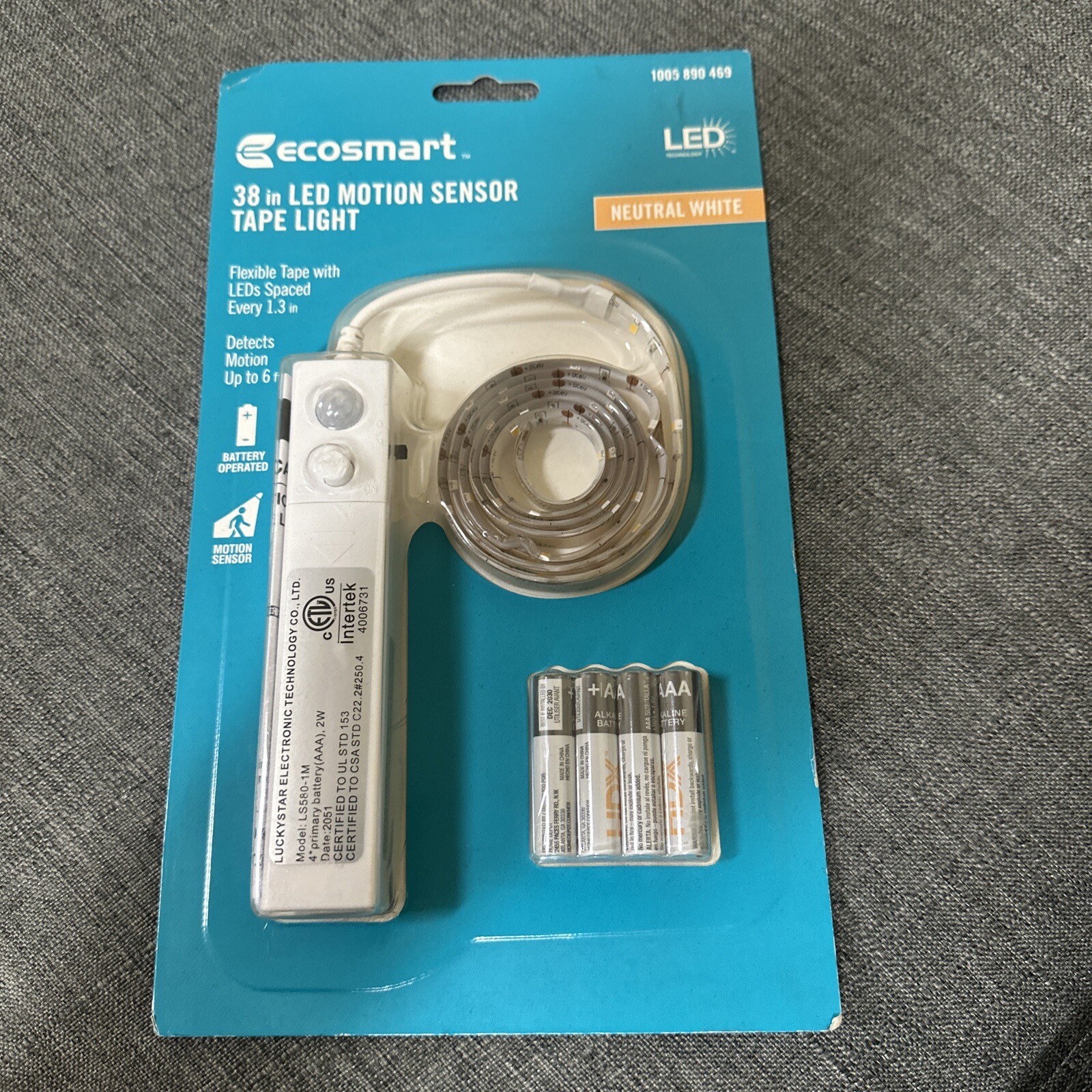 Ecosmart 38 inch LED Motion Sensor Tape Light Battery Operated Neutral ...