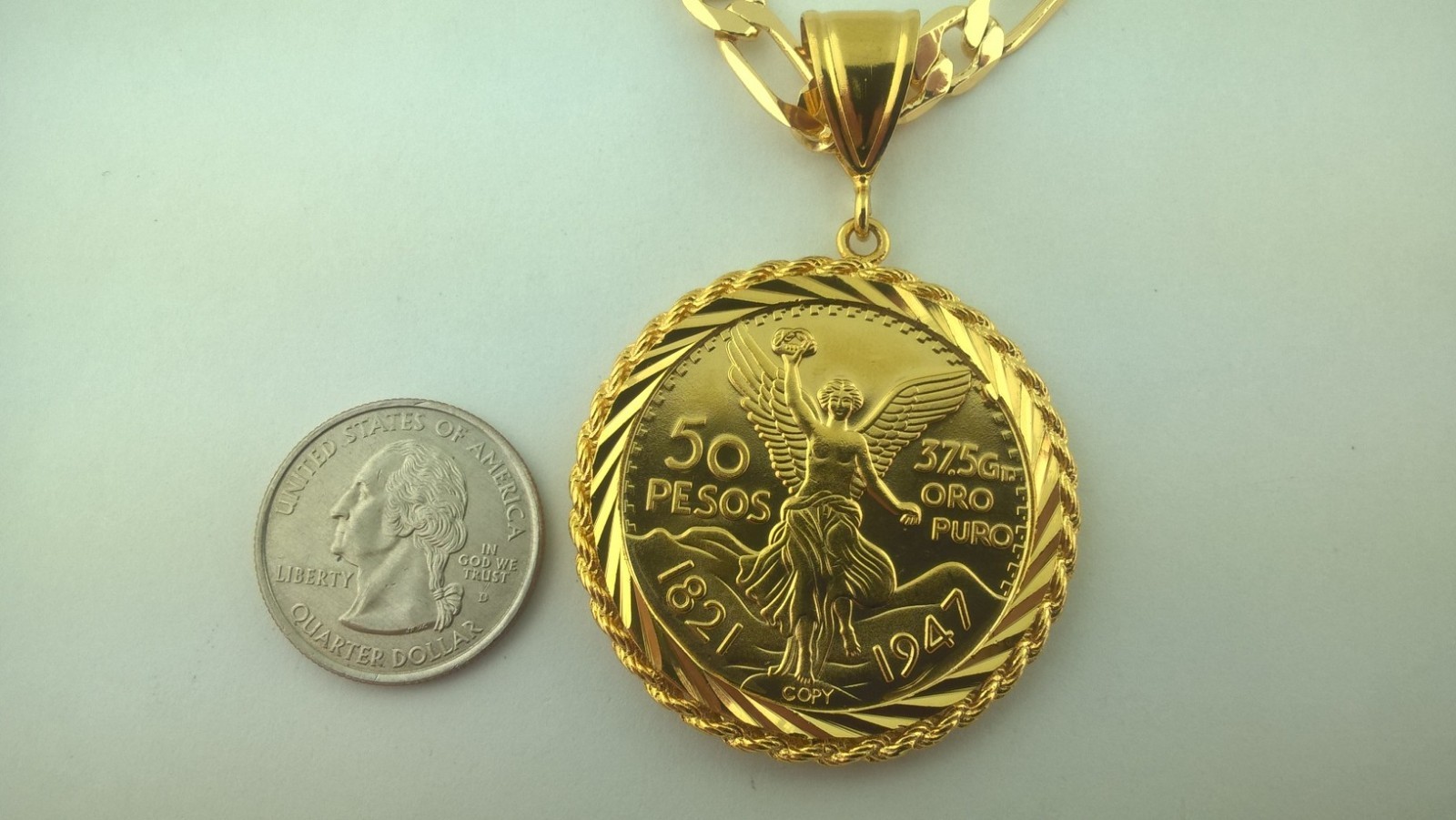 Centenario Coin 50 pesos Mexican Centenario Coin LAMINADO Rope Bezel ...