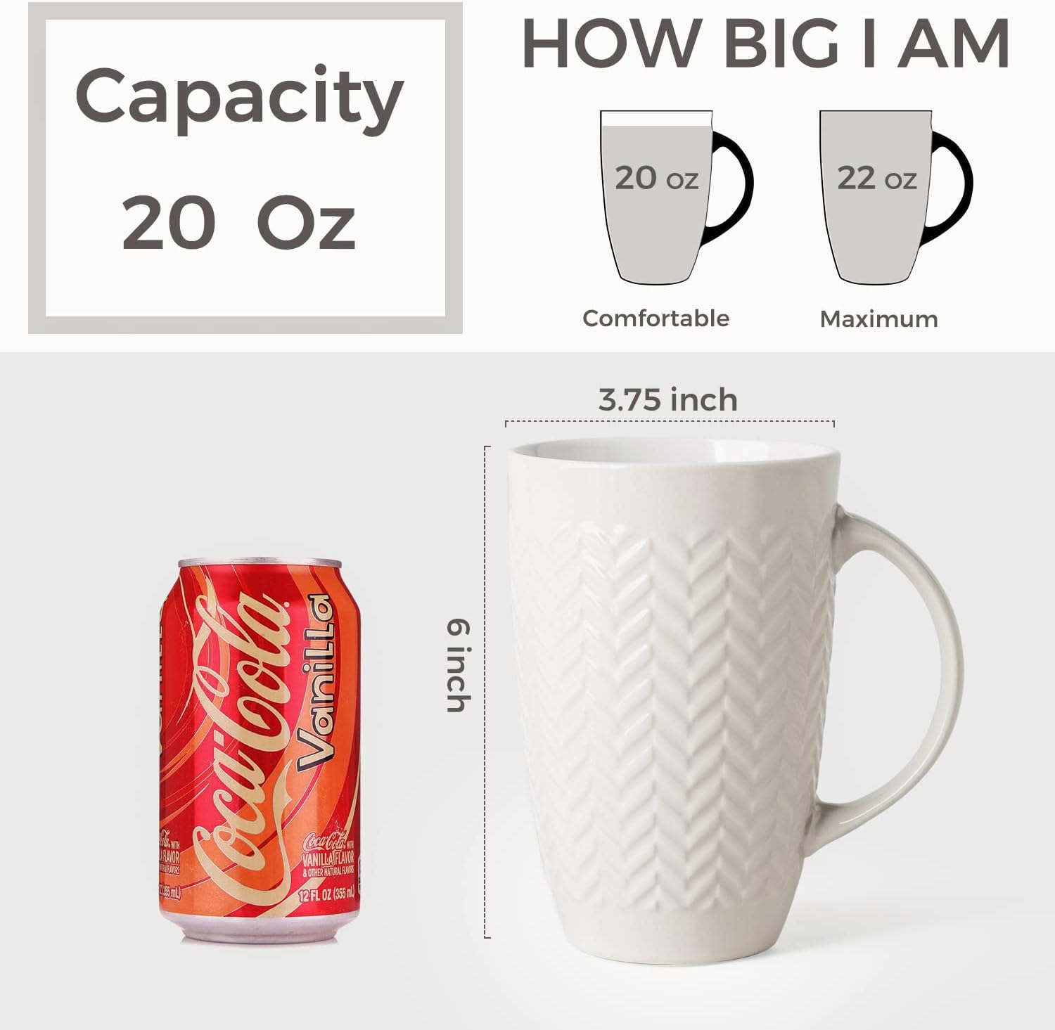 Extra Large Coffee Mugs Set of 6, 22Oz Ceramic Tall Coffee Mugs Set ...