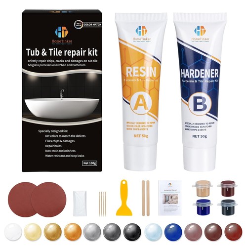 Tub Repair Kit White(Color Match), Fiberglass Porcelain Repair Kit for ...
