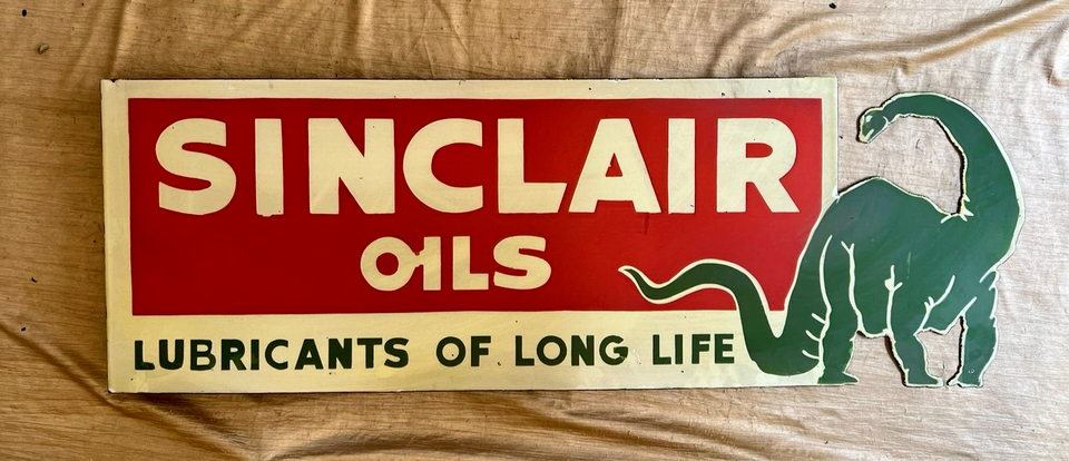 Sinclair oil Porcelain Enamel Sign 40 x 16 Inches 2 Sided with flange ...