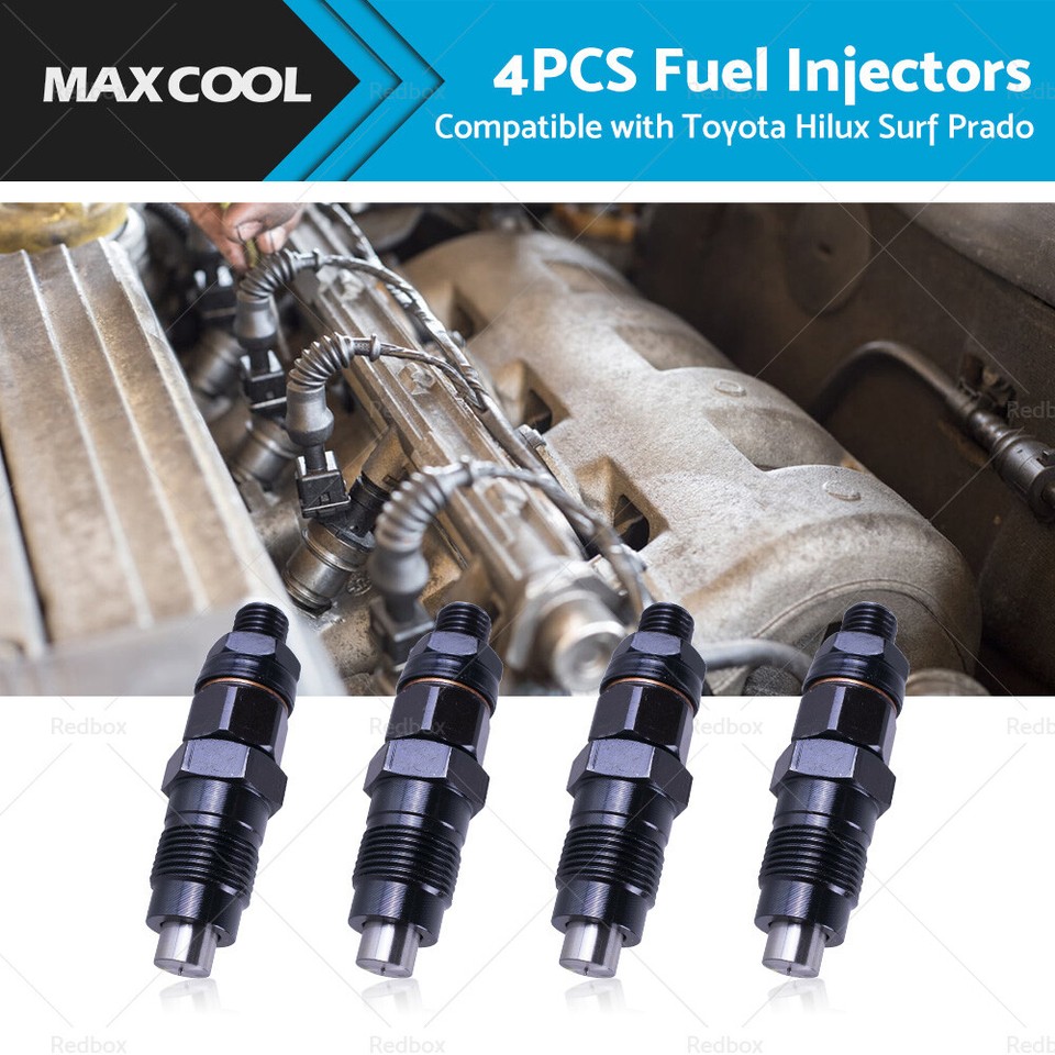4x Diesel Fuel Injector Suitable For Toyota Hilux Surf Prado 1KZ-TE ...