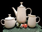 1960's Noritake Ambrosia 7567 Ivory China Tall Teapot Creamer & Sugar ...