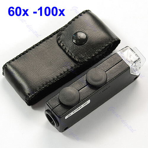 Handheld 60x-100x Pocket Microscope Magnifer Loupe | eBay