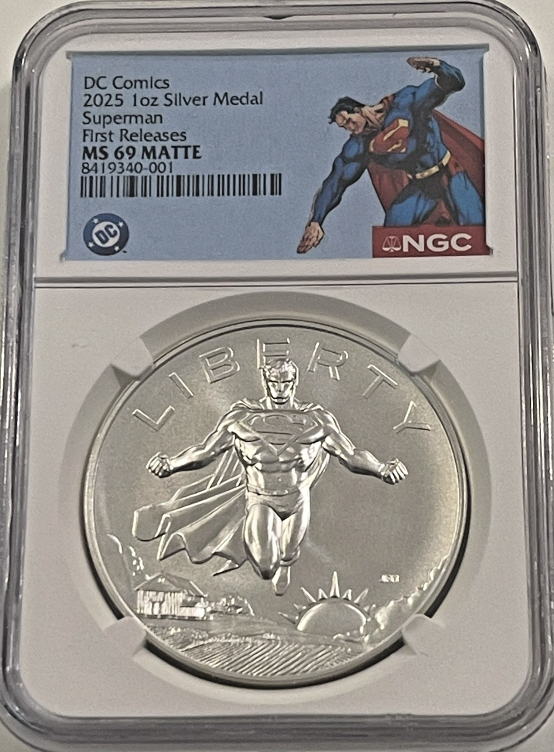 2025 Superman Silver 1 Oz NGC MS69 Matte First Releases Medal Superman ...