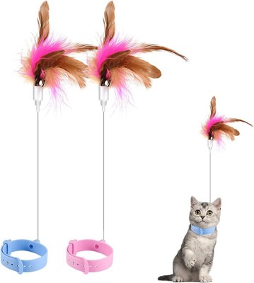 Cat Teaser Toy, Cat Wand Toy Retractable Cat Feather Toys with Silicone ...