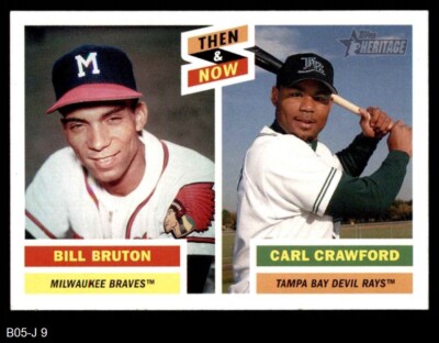 2005 Topps Heritage Then & Now #9 Bill Bruton / Carl Crawford TN Rays 8 ...