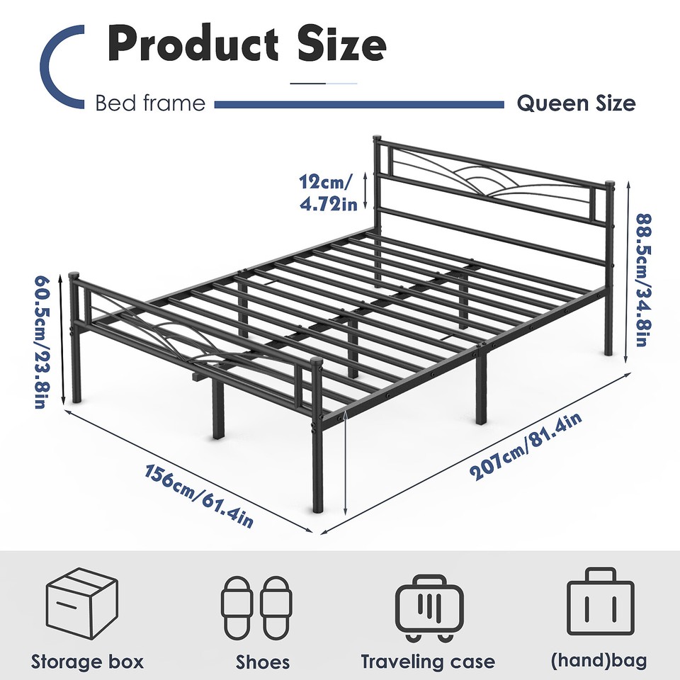 OYAJIA Strong Single Double Bed 3ft 4ft 4ft6 Metal Bed Frame Bedroom ...