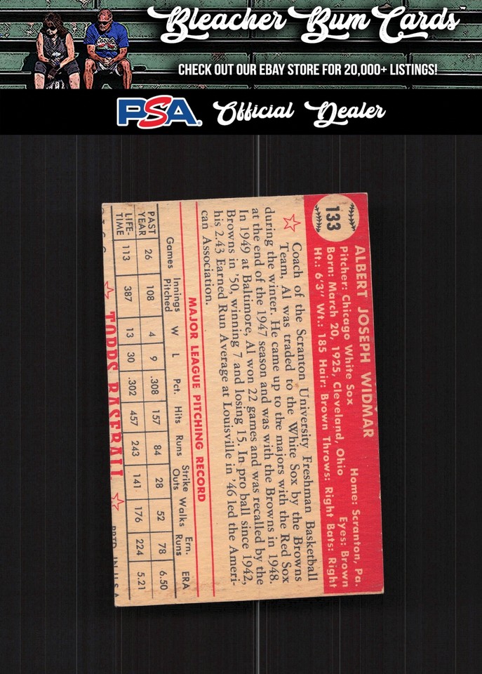 1952 Topps 133 Al Widmar Auto Trimmed | eBay