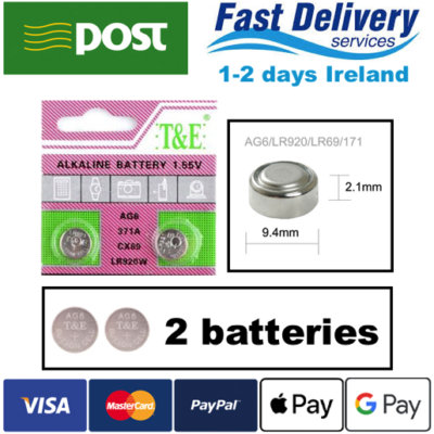 2pcs Alkaline Battery AG6 SR920SW SR69 SR921 V371 D371 LR921 GP371 371 ...