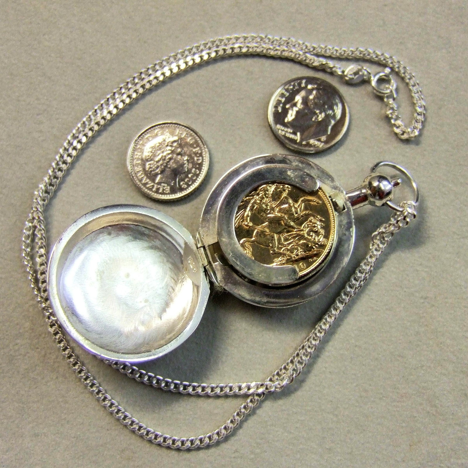 SOLID STERLING SILVER SOVEREIGN HOLDER with FULL SOVEREIGN | eBay