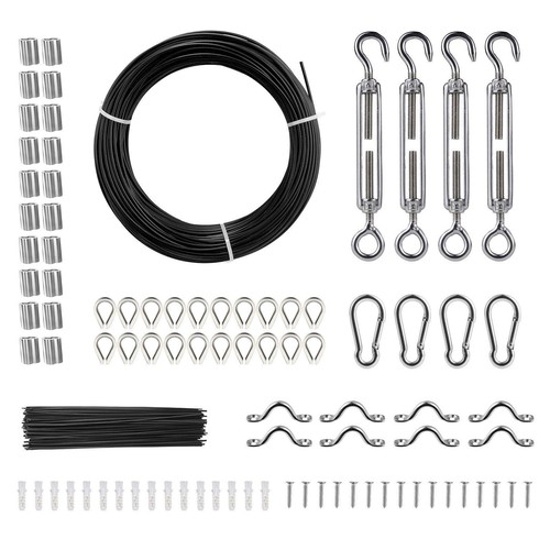 Stainless Steel Cable Kit 164' 7x7 Strands w/Turnbuckles & Snaps for ...