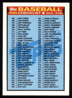 1989 Topps #378 Checklist 265-396 8 - NM/MT | eBay