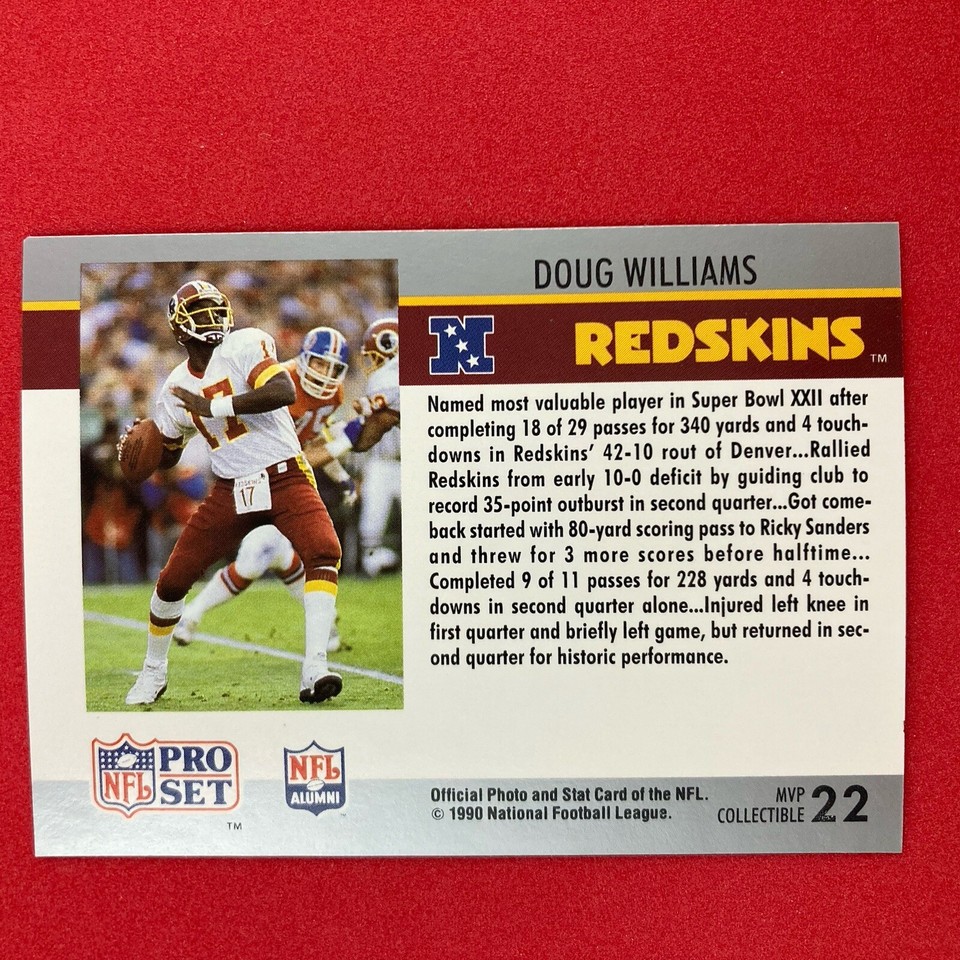 Doug Williams 1990 Pro Set Super Bowl MVP Insert #22 NFL Washington ...