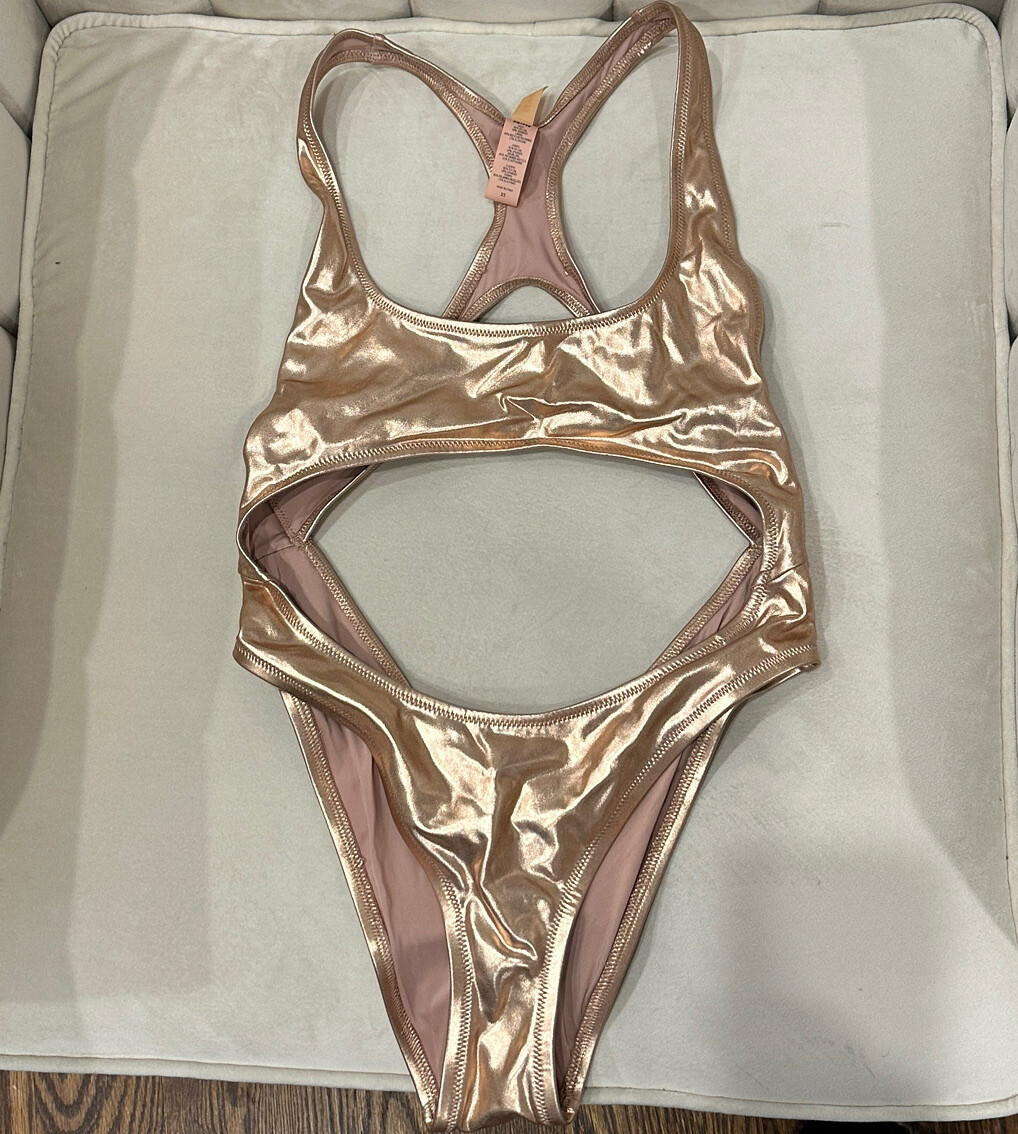 SKIMS Metallic Cut-Out Monokini/One Piece Swimsuit - … - Gem
