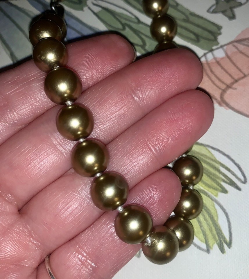 18” AAA South Sea Shell Golden Pearl Necklace With 14kwg Spring Ring ...