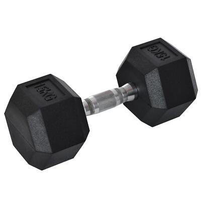 15KG Single Rubber Hex Dumbbell Portable Hand Weights Dumbbell Home Gym ...