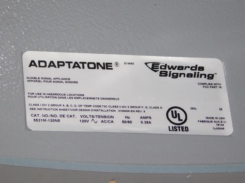 Edwards Signaling 5531M-120N5 Multiple Tone Signal 120VAC Security ...