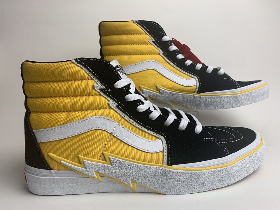 Vans Sk8-Hi Lightning Bolt Suede Skate Shoes Freesia Yellow Black Mens ...