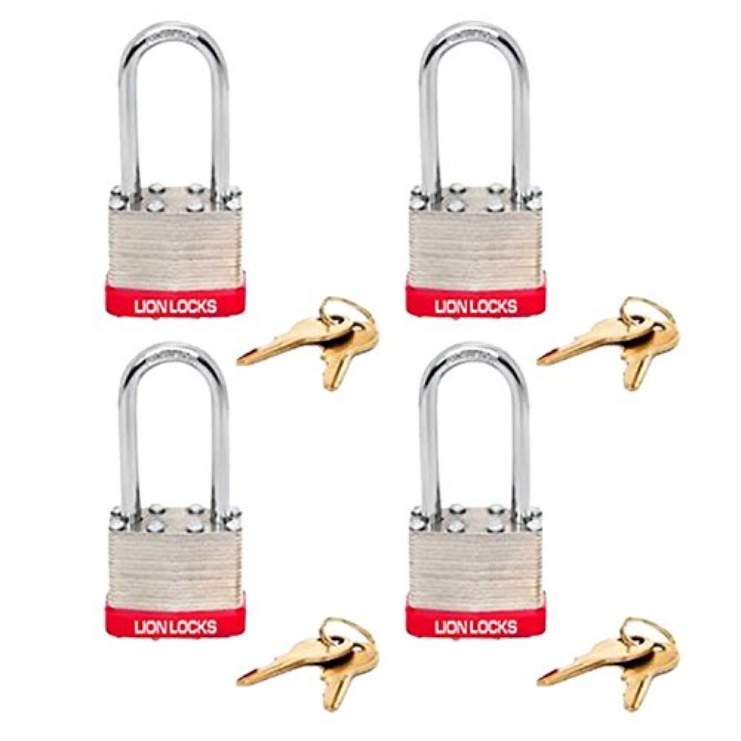 Lion Locks 5PLS Keyed-Alike Padlock, 1-9/16-inch Wide 2-inch Shackle, 4 ...