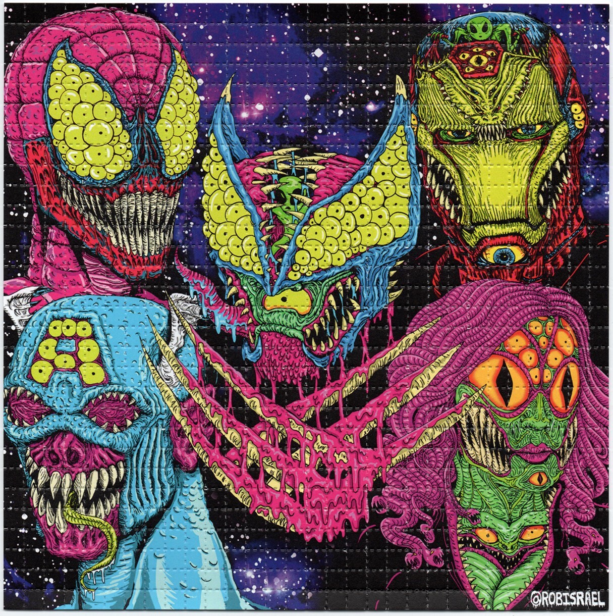 Comicbook Heroes by Rob Israel BLOTTER ART perforated tabs | eBay