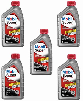 5 Quarts Engine Motor Oil EXXON Mobil SUPER Synthetic Blend SAE 5W-20 ...